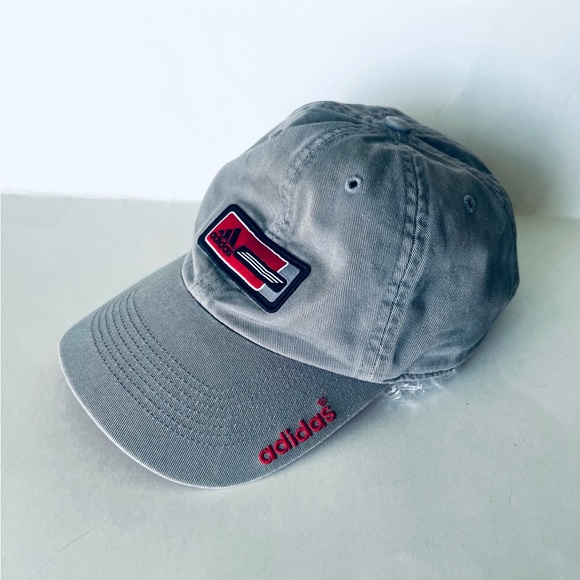 adidas | Accessories | Adidas Gray Os Cap With Red Logo Adjustable ...